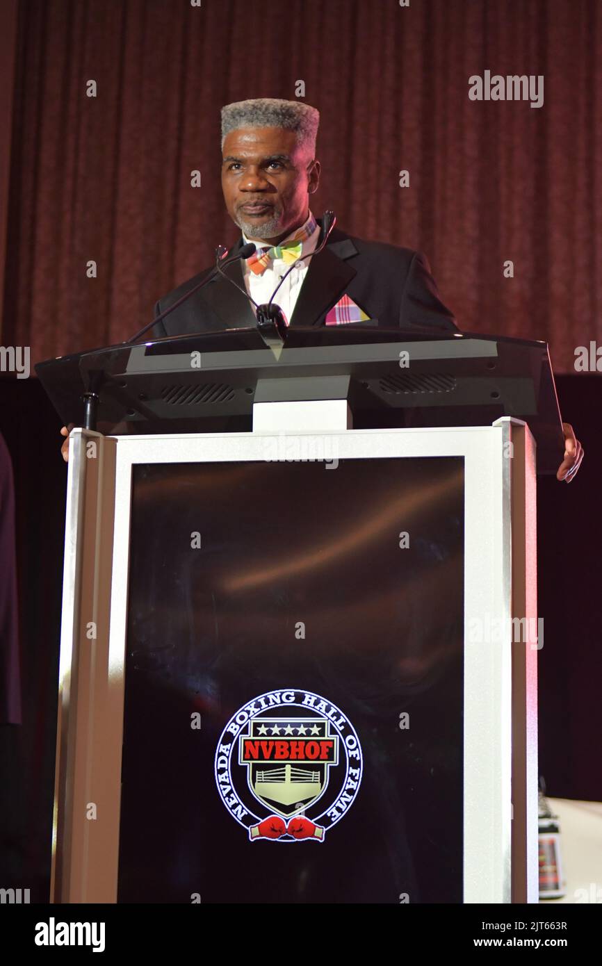 Las Vegas, NV, USA. 27th Aug, 2022. Julian Jackson speaking at the ...