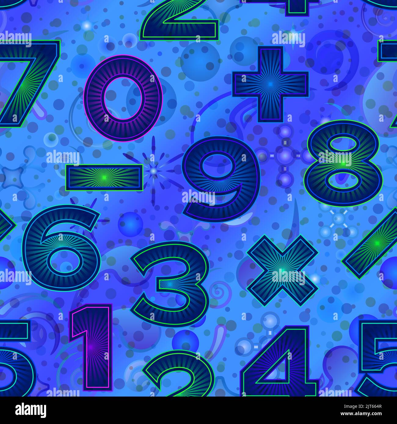 Seamless Pattern, Numbers on the Abstract Blue Tile Background. Vector ...