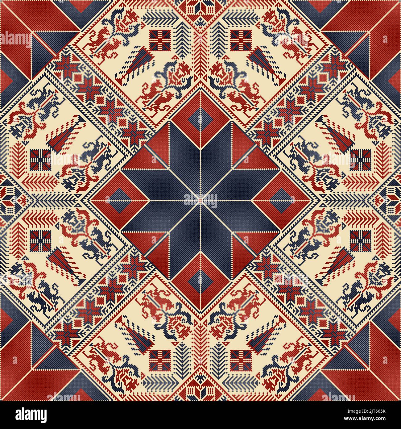 Embroidery Tatreez pattern, Palestinian fashion vector ornament Stock ...