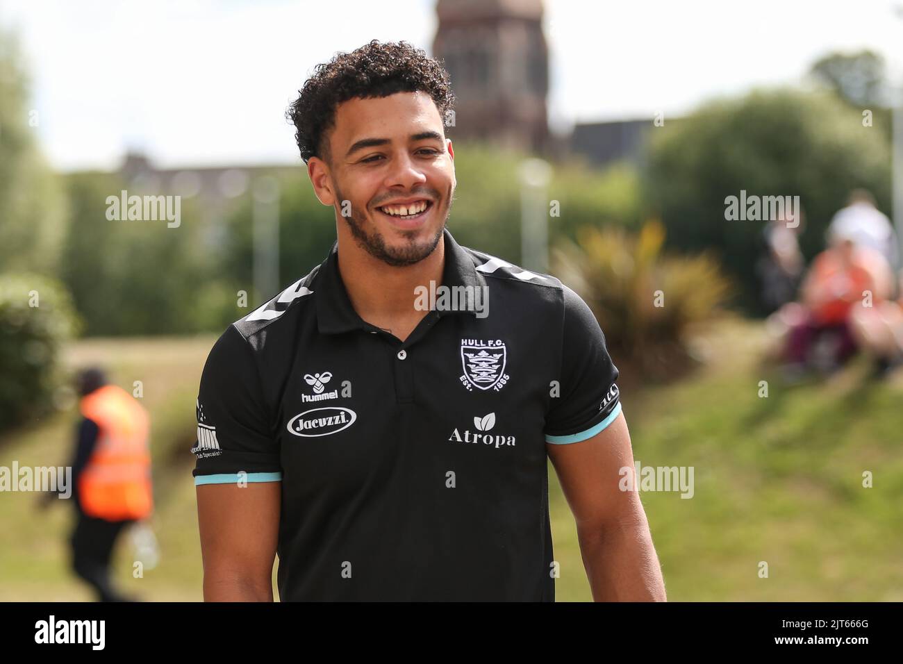 Darnell McIntosh #5 of Hull FC arrives at the MKM Stadium Stock Photo ...