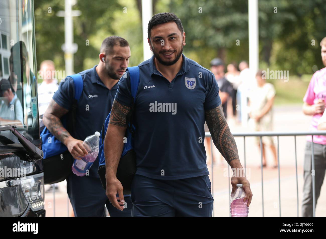 Ilias Bergal #20 of Toulouse Olympique arrives at the MKM Stadium Stock ...