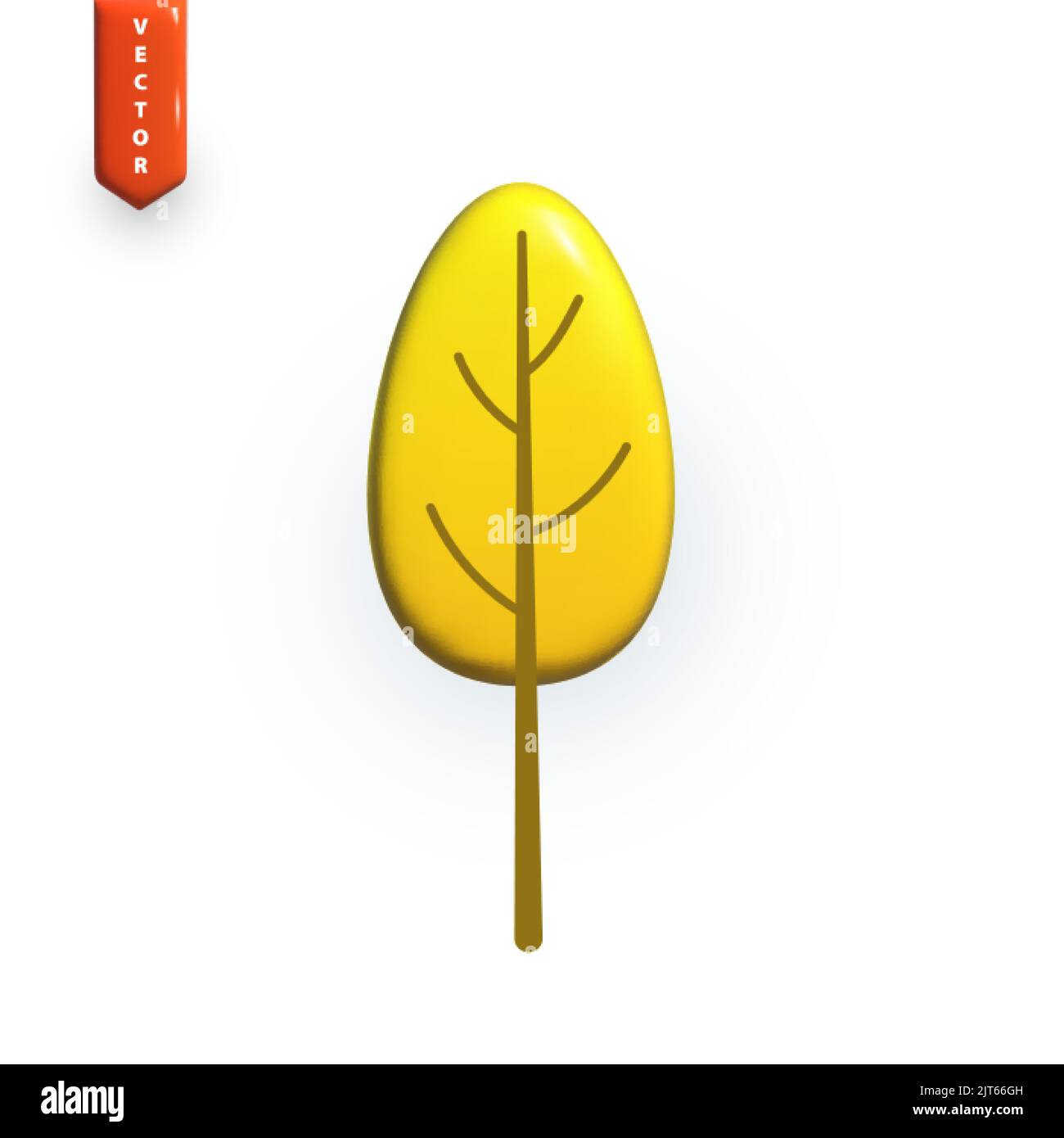 Stylized autumn yellow leaf isolated on white background, 3D rendering ...