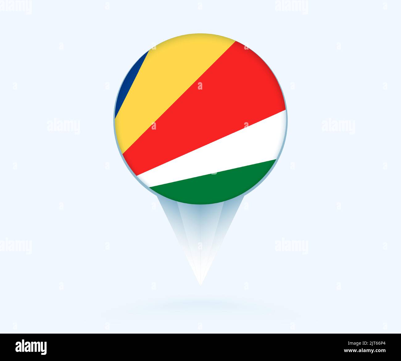 Map pointer with flag of Seychelles. Vector flag sign on blue ...