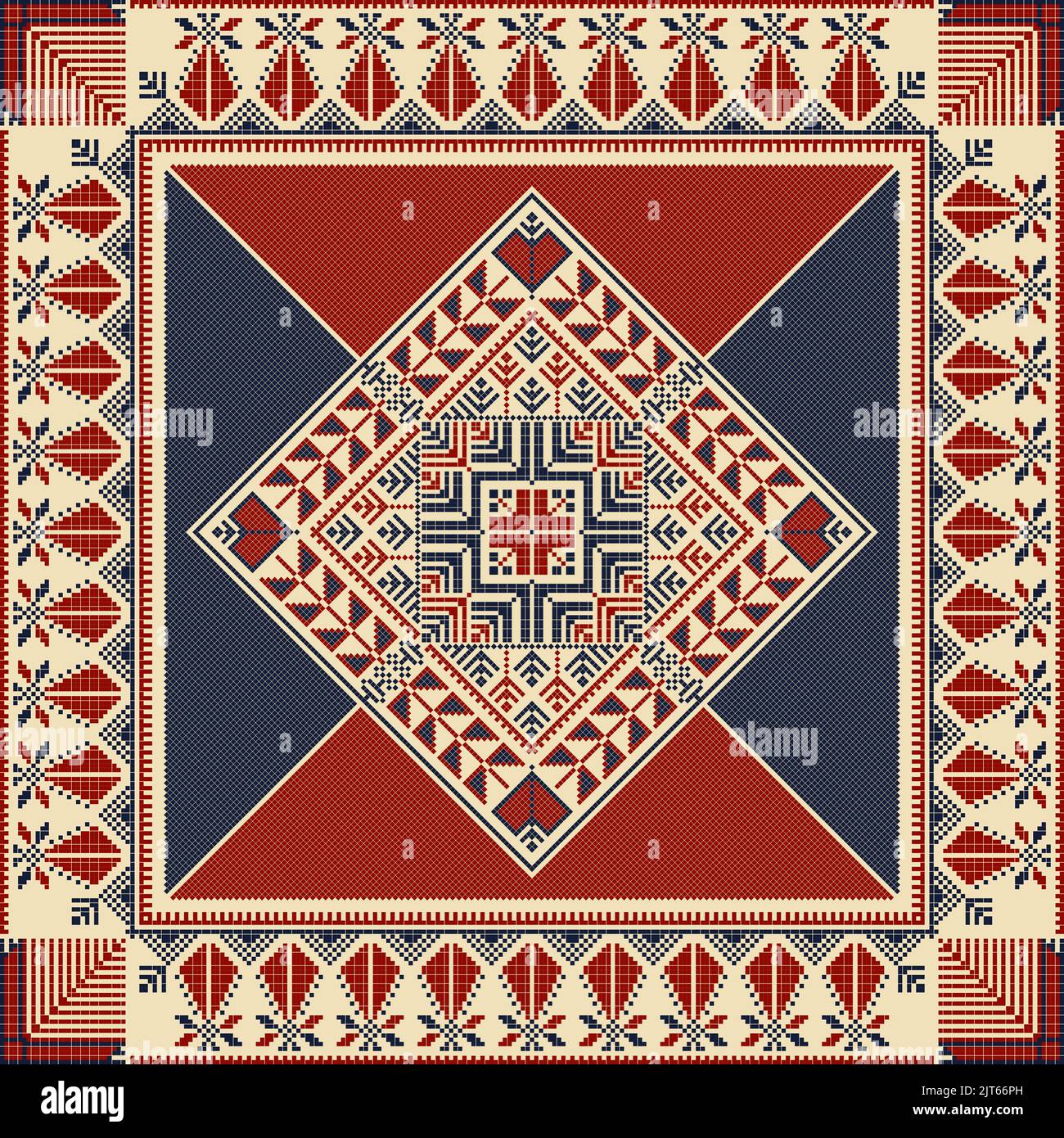 Embroidery Tatreez pattern, Palestinian fashion vector ornament Stock ...