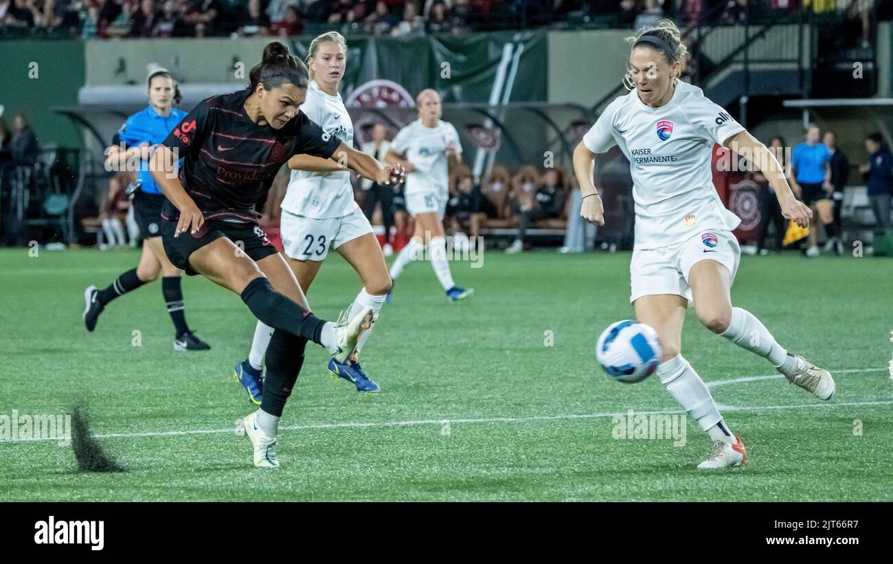 Portland's Sophia Smith shoots but misses in the San Diego Wave's 2-0 ...