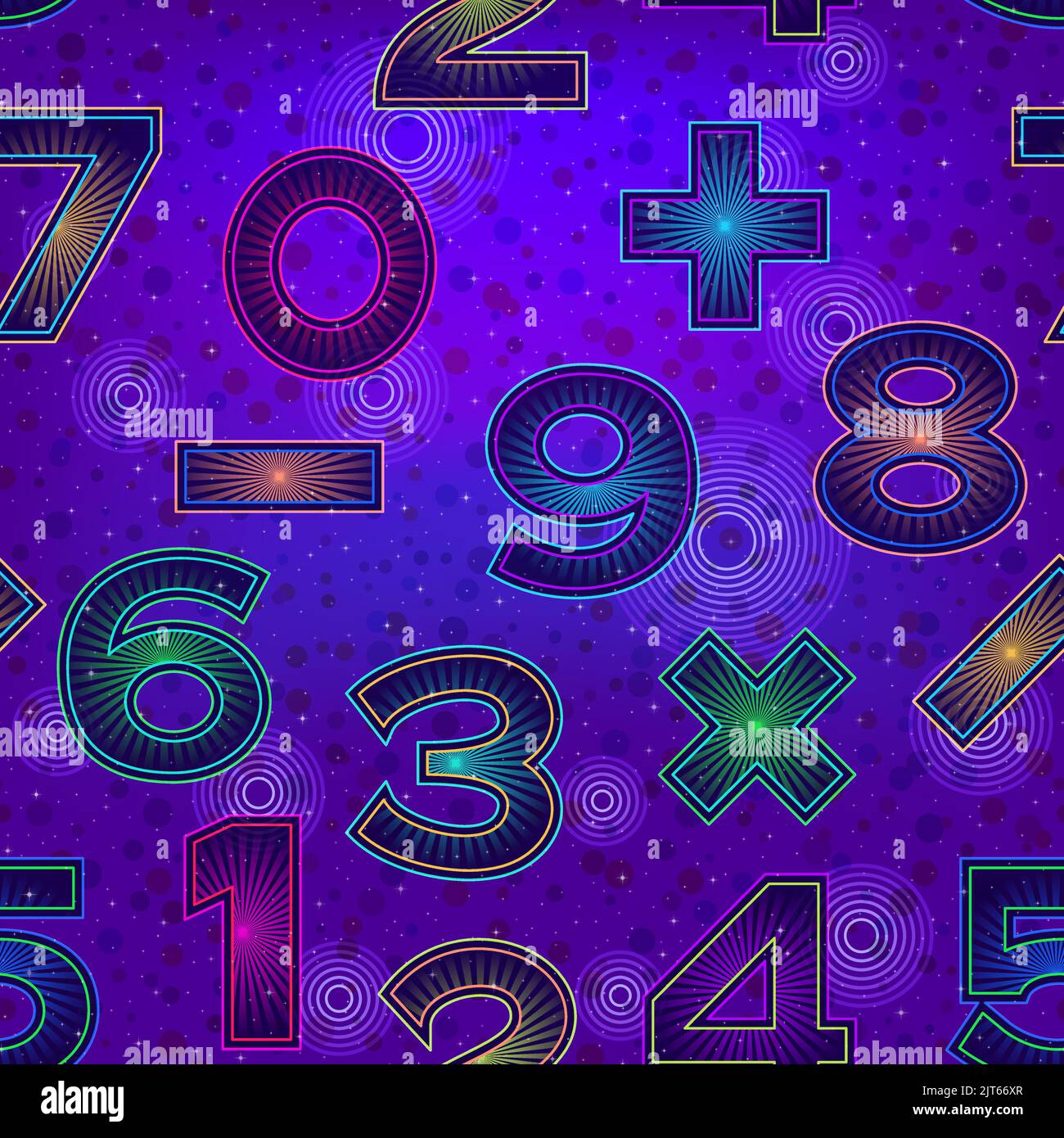 Seamless Pattern, Numbers on the Tile Background of the Night Starry ...