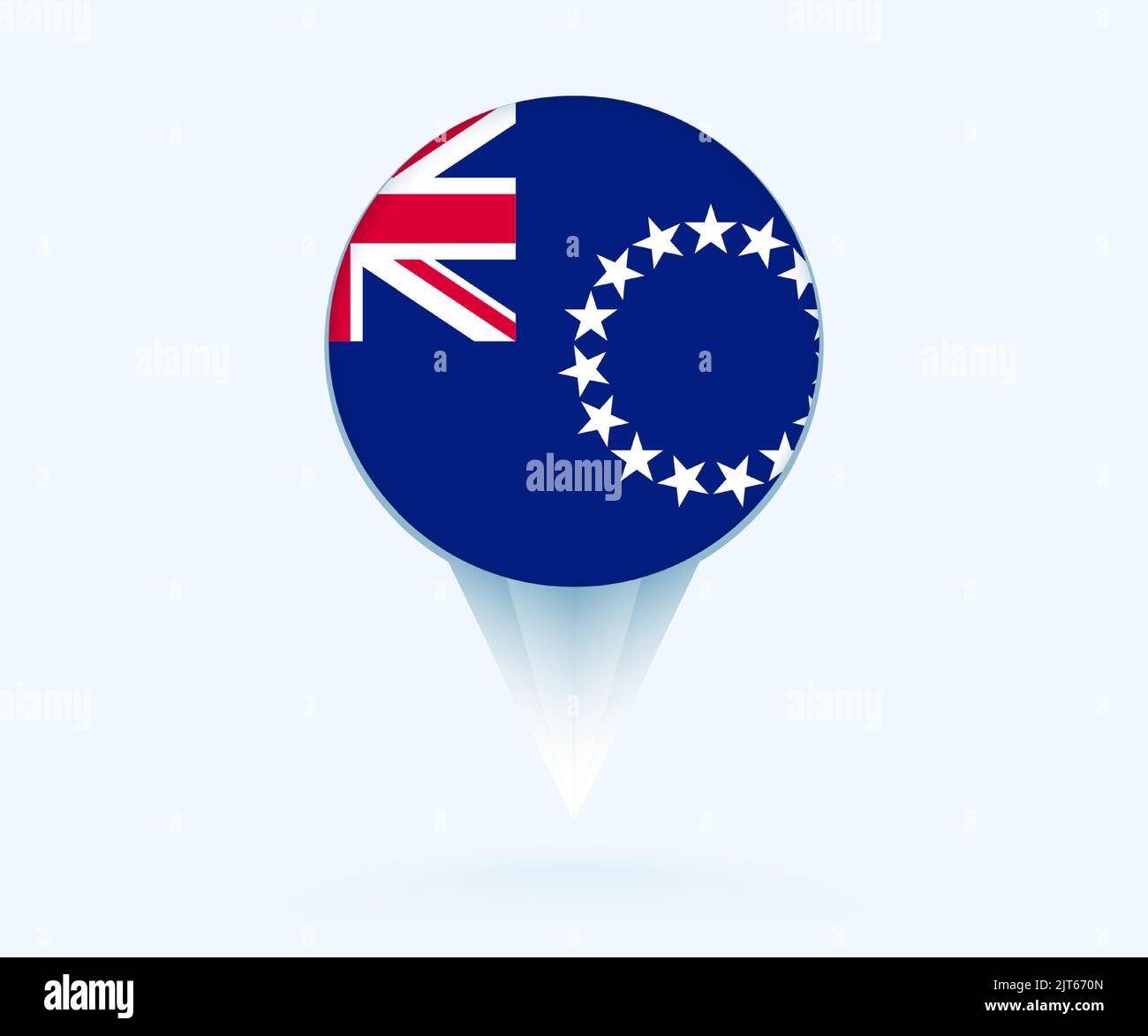 Map pointer with flag of Cook Islands. Vector flag sign on blue background Stock Vector Image ...