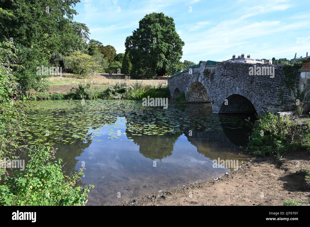 A Medieval stone bridge at a Country Estate in Surrey Stock Photo - Alamy