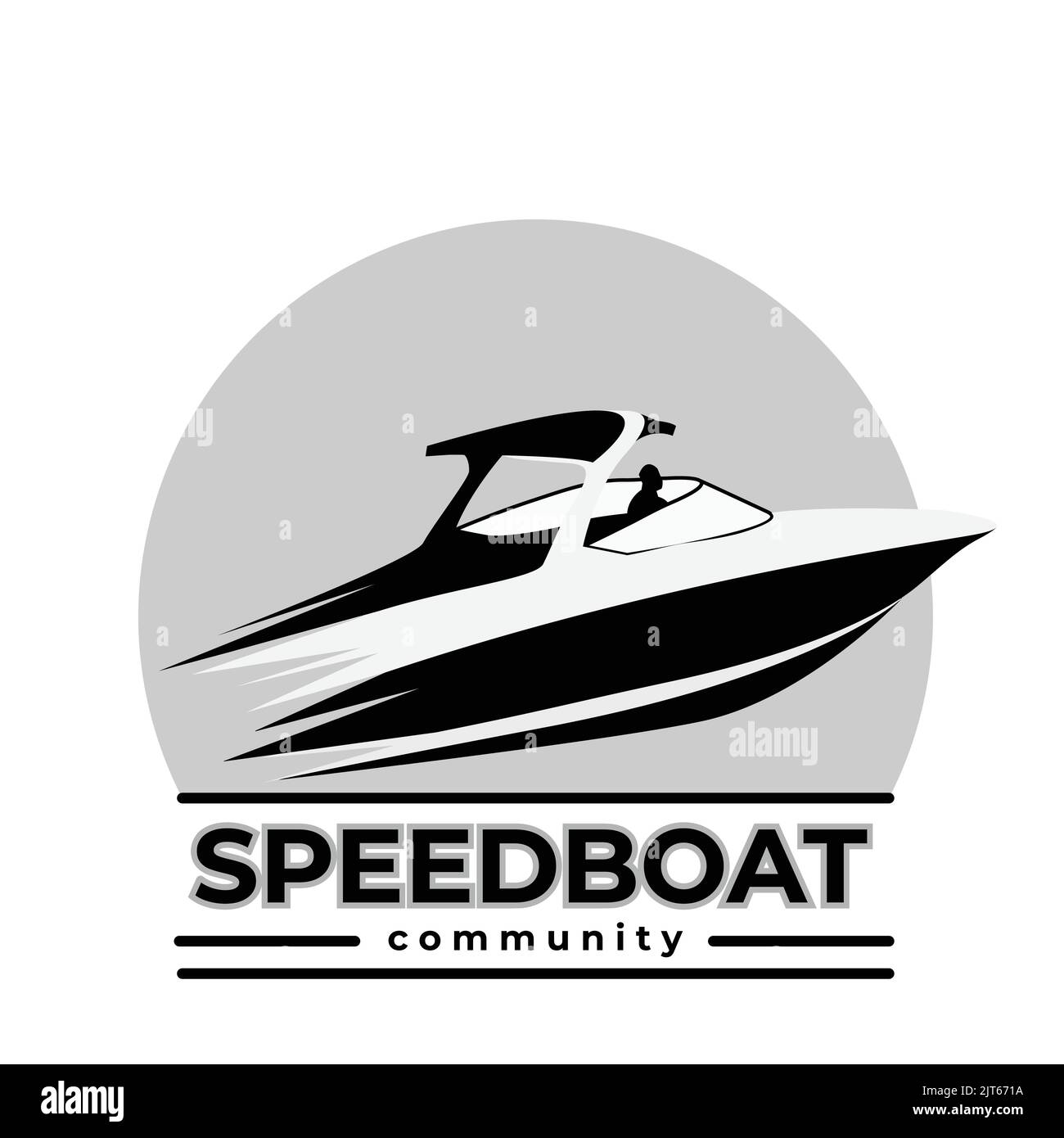 A Speedboat theme logo design in gray colors isolated on white ...