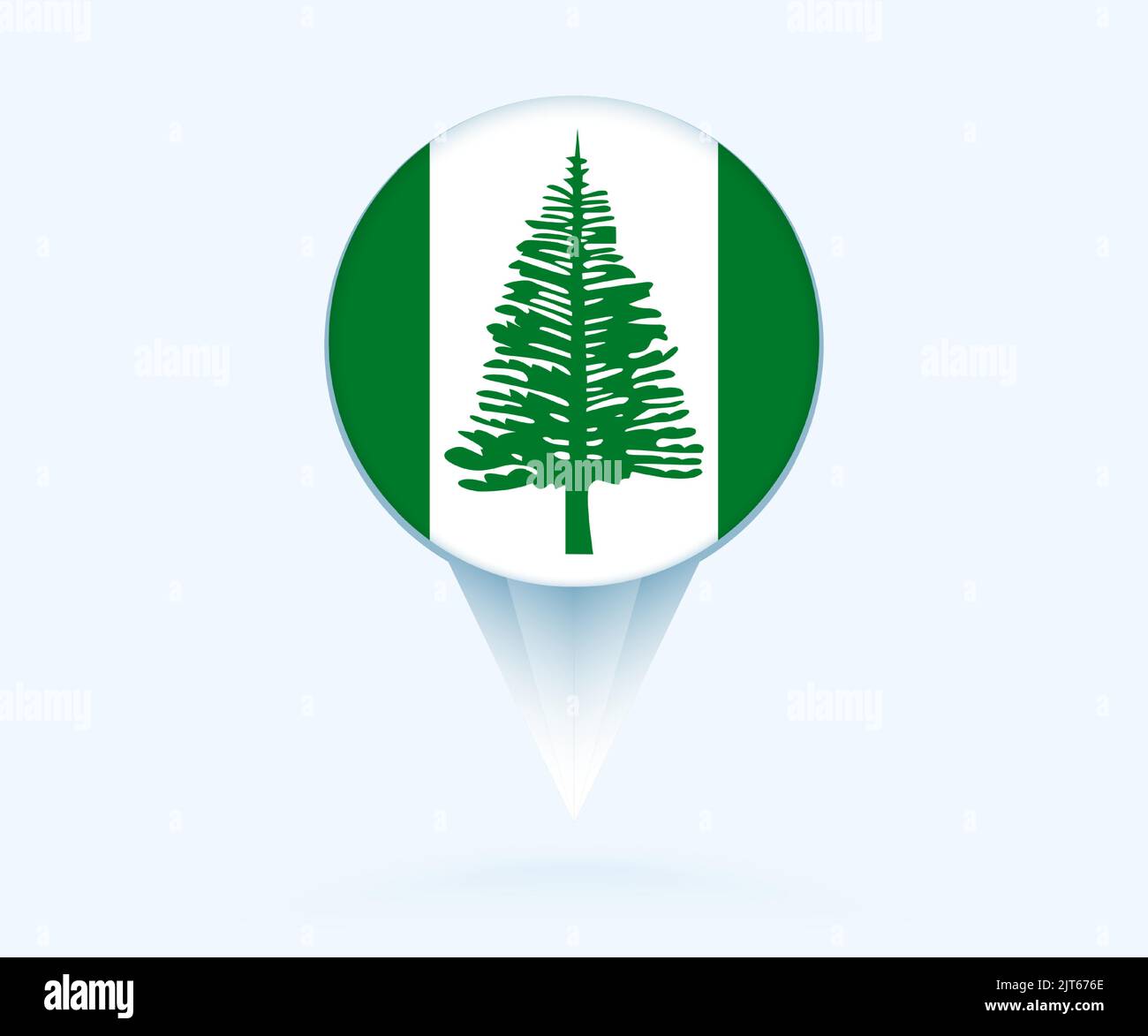 Map pointer with flag of Norfolk Island. Vector flag sign on blue ...