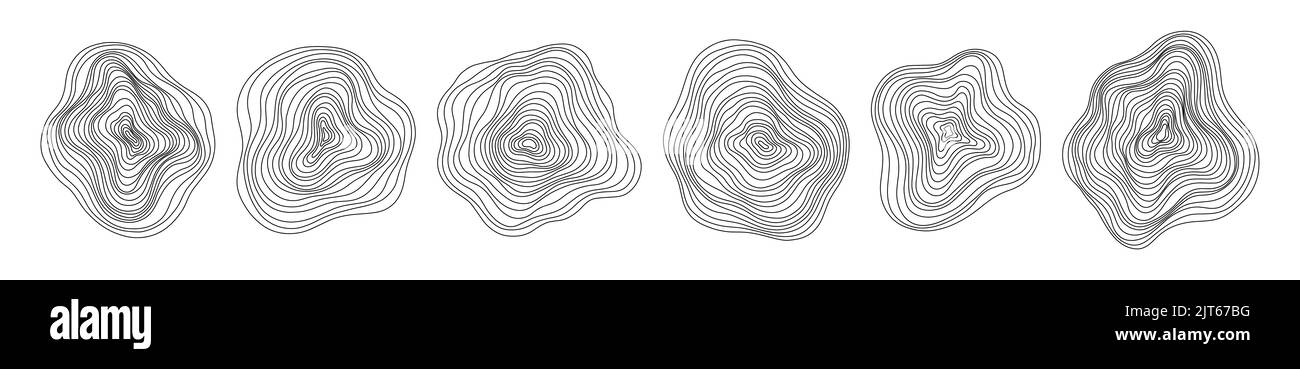 Abstract tree rings. Topographic map concept set. Collection for ...