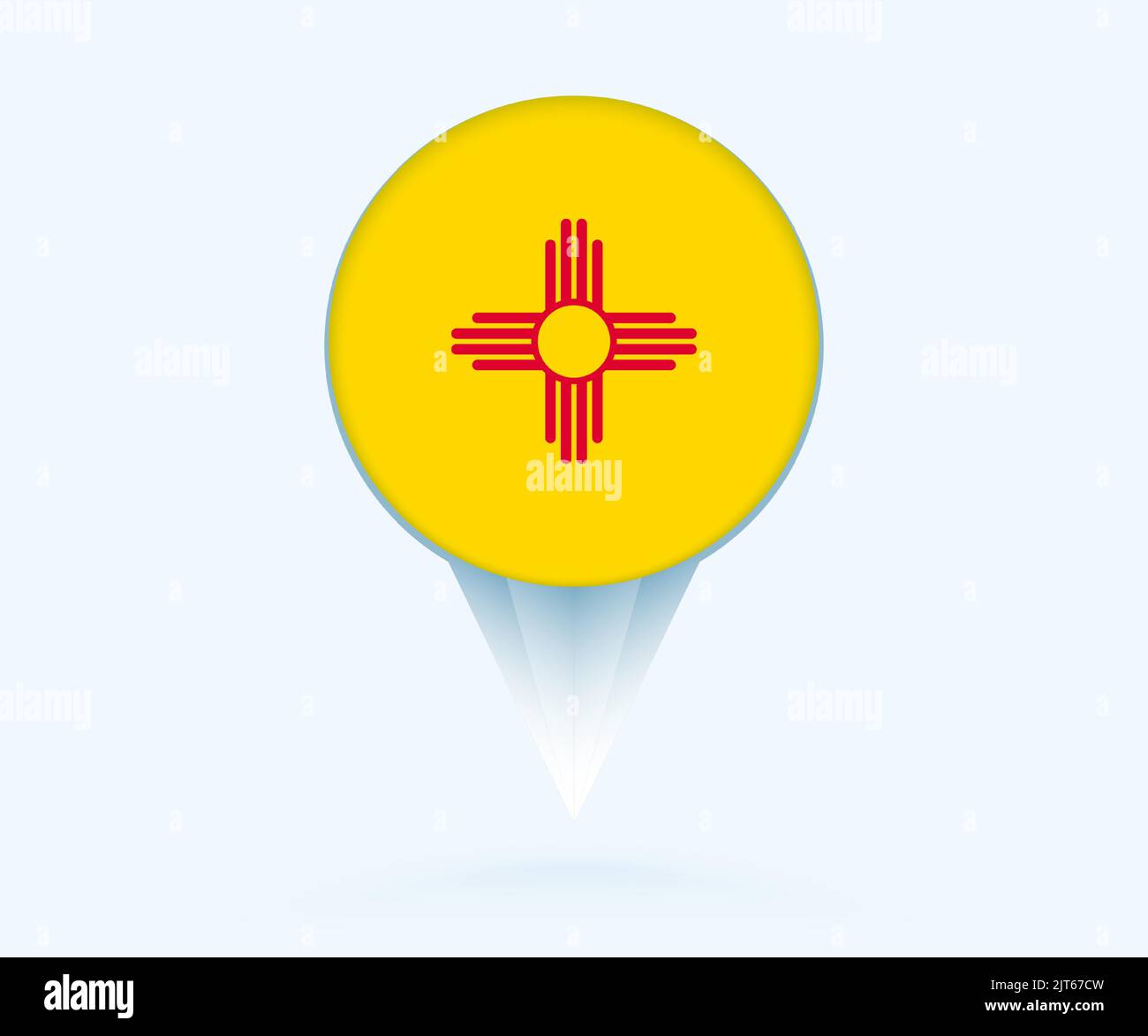 Map pointer with flag of New Mexico. Vector flag sign on blue background Stock Vector Image ...