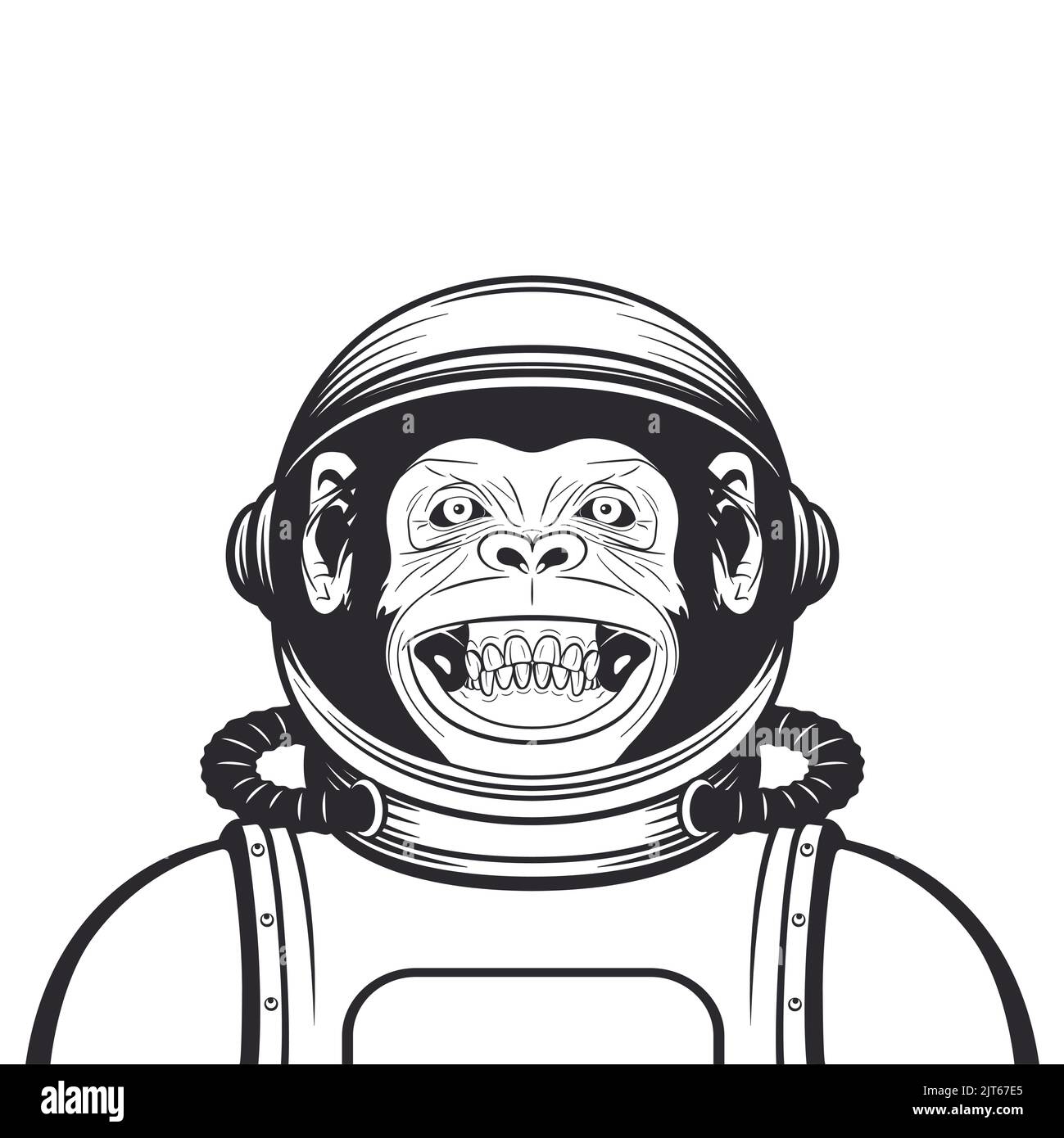 Vector Smiling Chimpanzee Ape with Astronaut Helmet, Suit. Funny Monkey ...