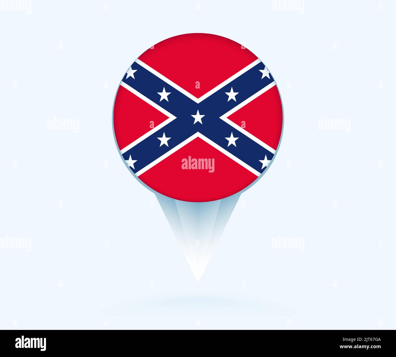Map pointer with flag of Confederate. Vector flag sign on blue ...