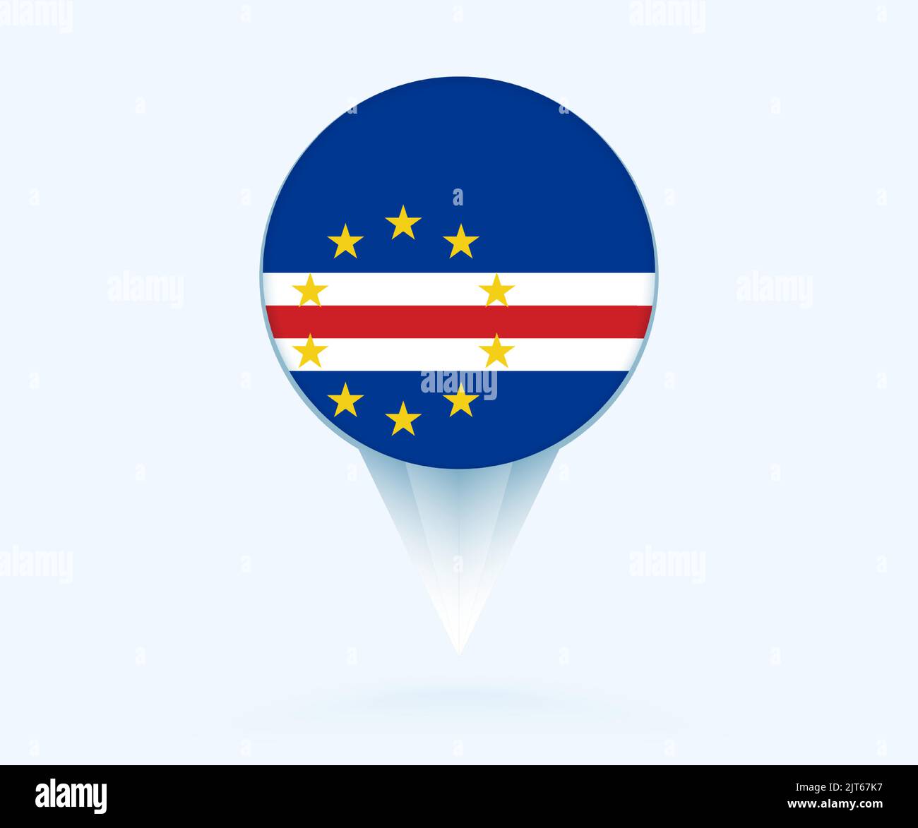 Map pointer with flag of Cape Verde. Vector flag sign on blue ...