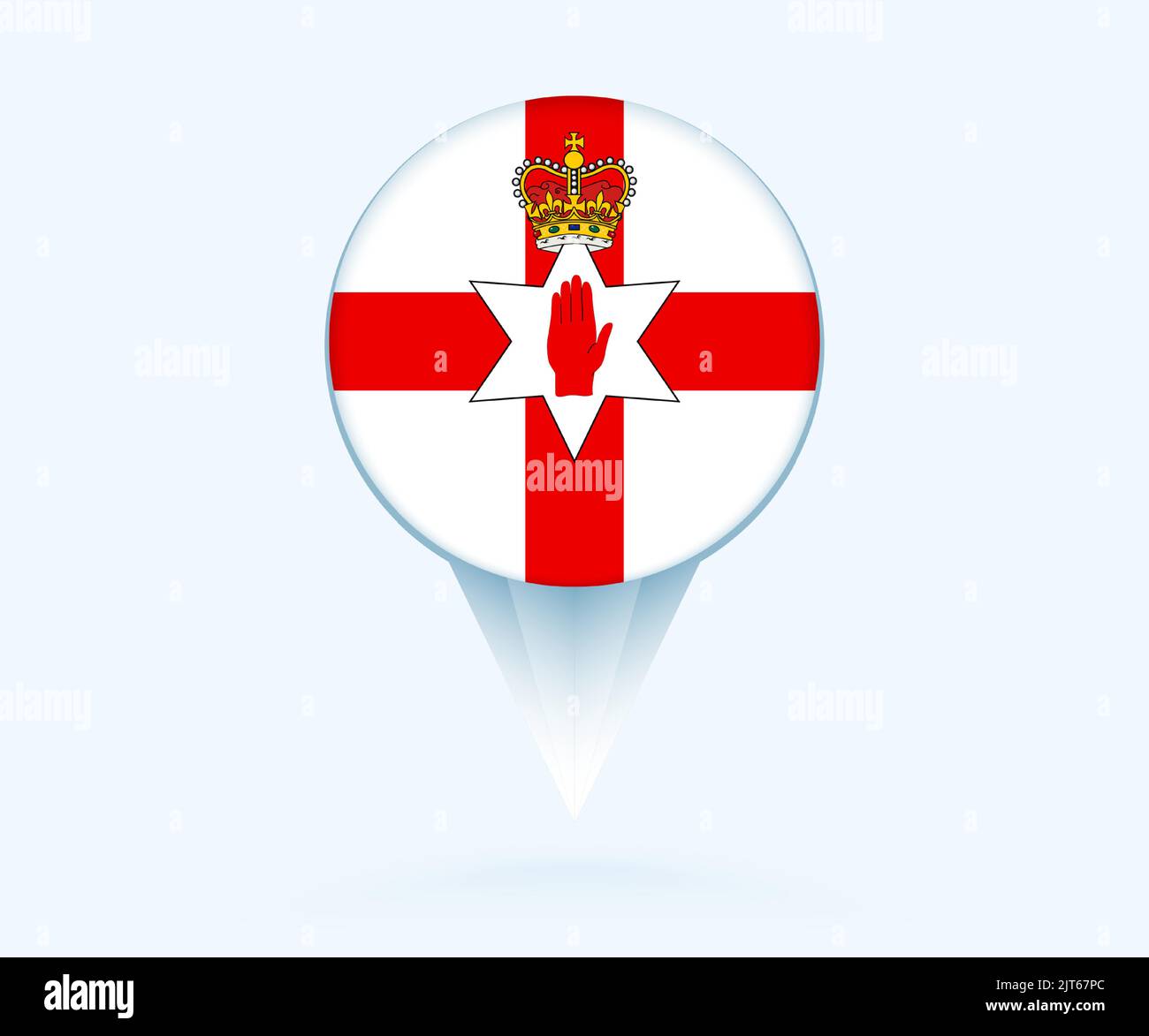 Map pointer with flag of Northern Ireland. Vector flag sign on blue ...