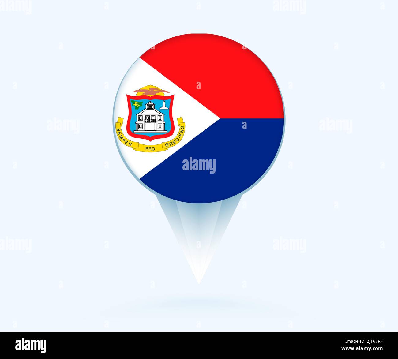 Map pointer with flag of Sint Maarten. Vector flag sign on blue background Stock Vector Image ...