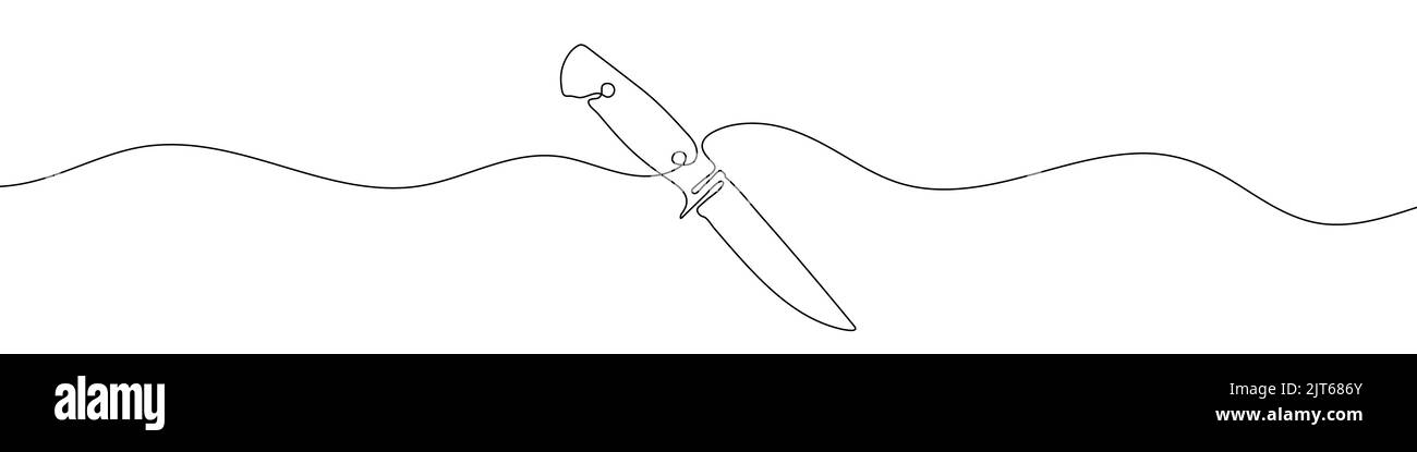 One continuous line drawing of knife. Knife linear background. Vector ...