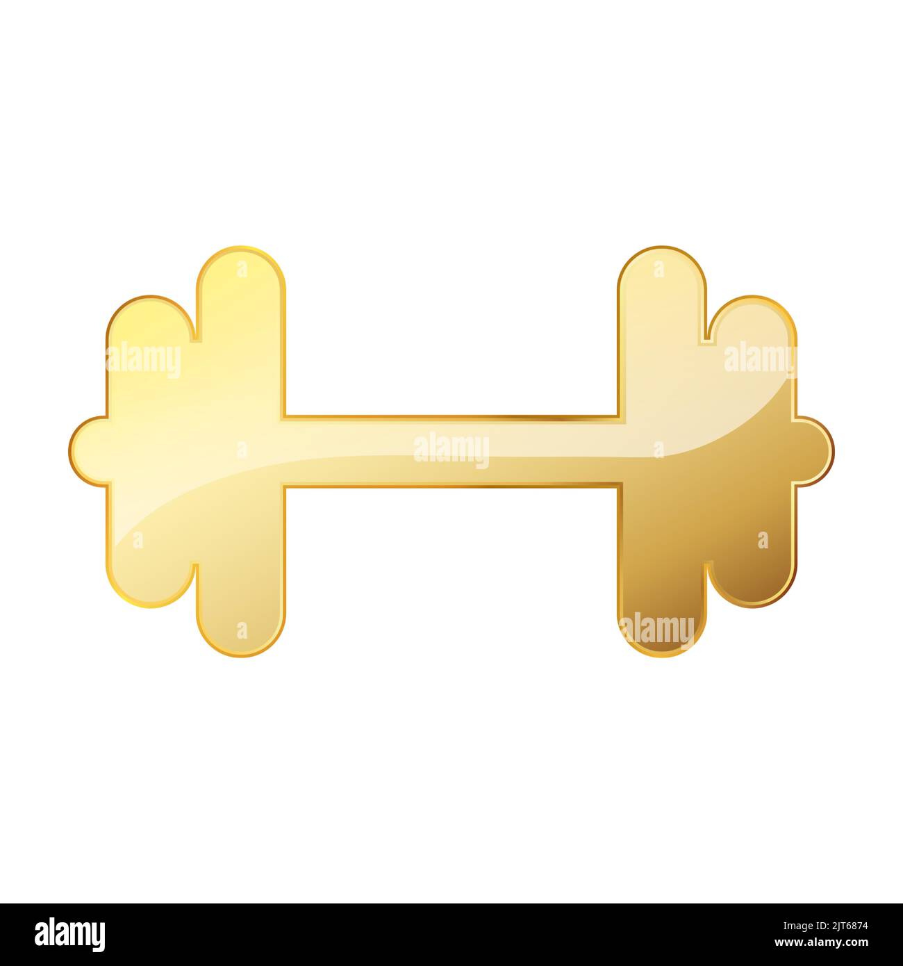 Gold dumbbell icon. Golden logo design element. Vector illustration ...