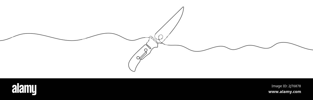 One continuous line drawing of knife. Knife linear background. Vector ...