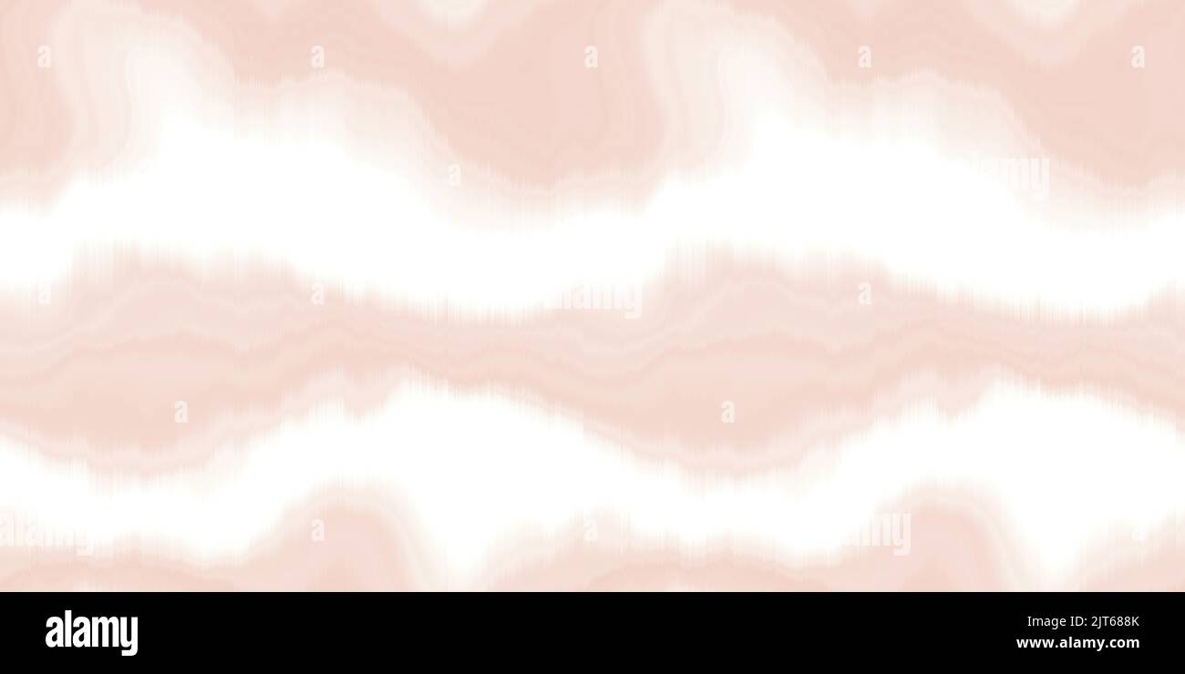 Soft wavy tie dye stripe seamless border pattern. Pink white organic ...