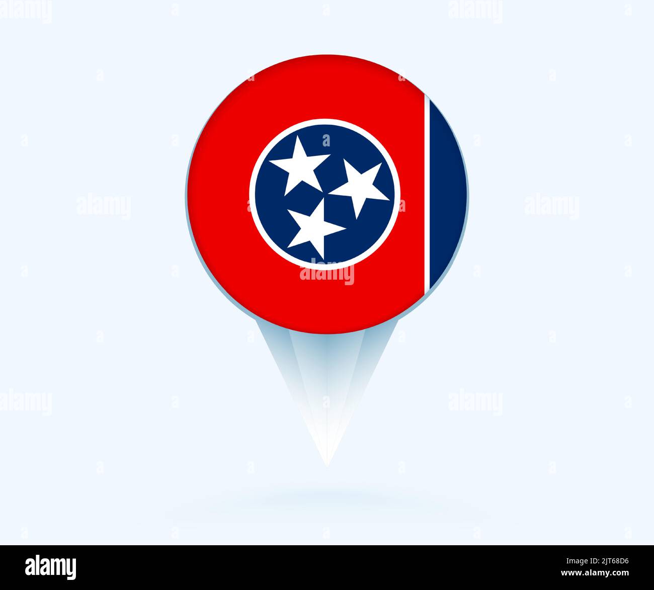 Map pointer with flag of Tennessee. Vector flag sign on blue background ...