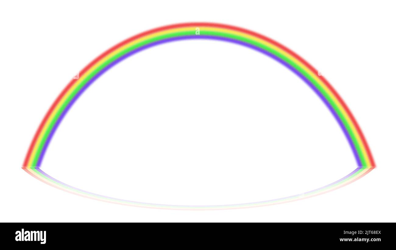 Four colored rainbow with mirror reflection on white background, vector ...
