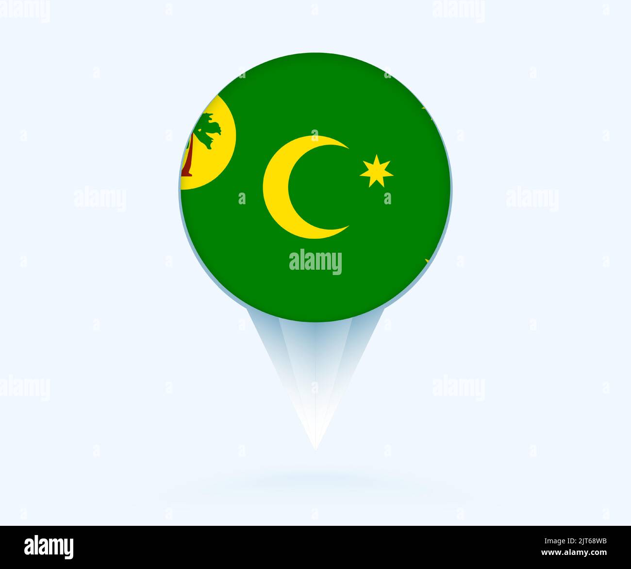 Map pointer with flag of Cocos Islands. Vector flag sign on blue ...