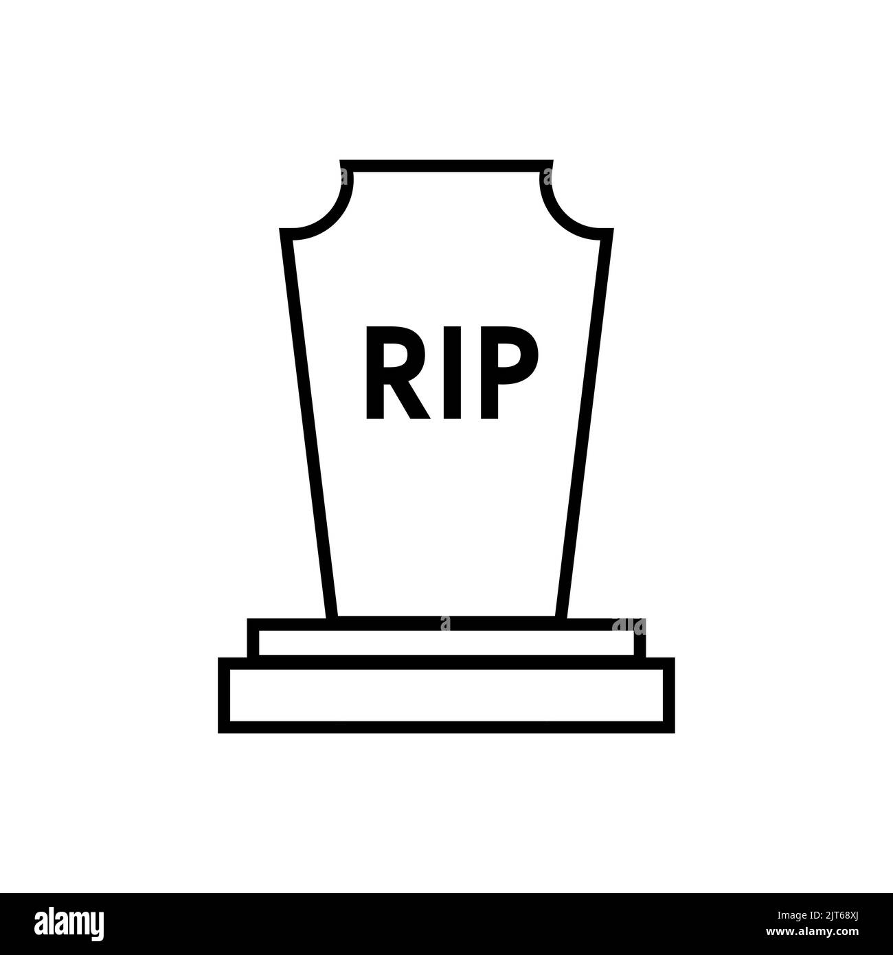 Grave icon. Black Rip icon. Linear icon of tombstone. Vector ...