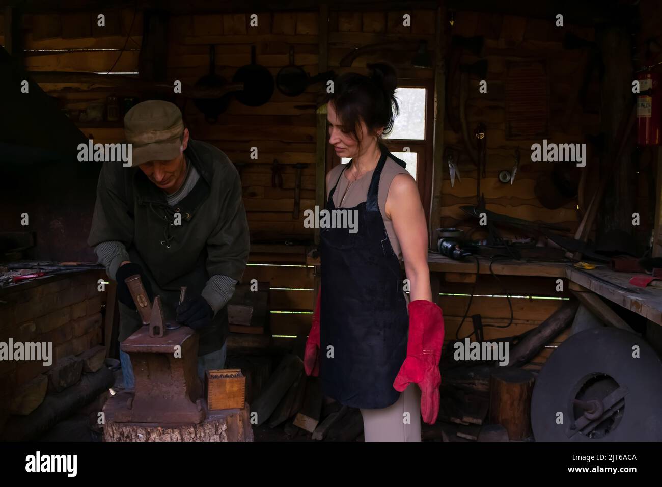 Woman blacksmith working in forge hi-res stock photography and images ...