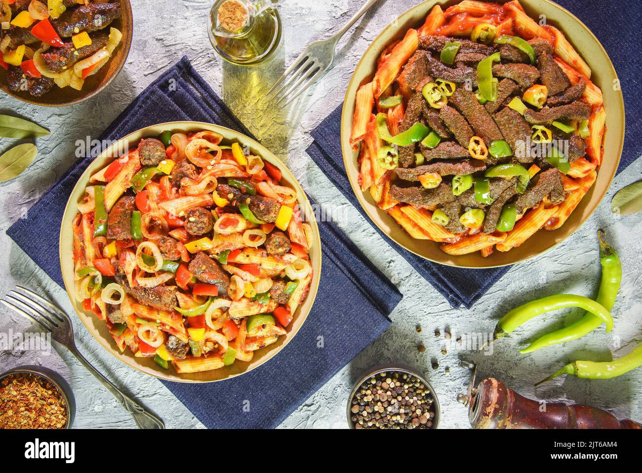 Arabic cuisine; Traditional Egyptian liver and sausage pasta dishes ...