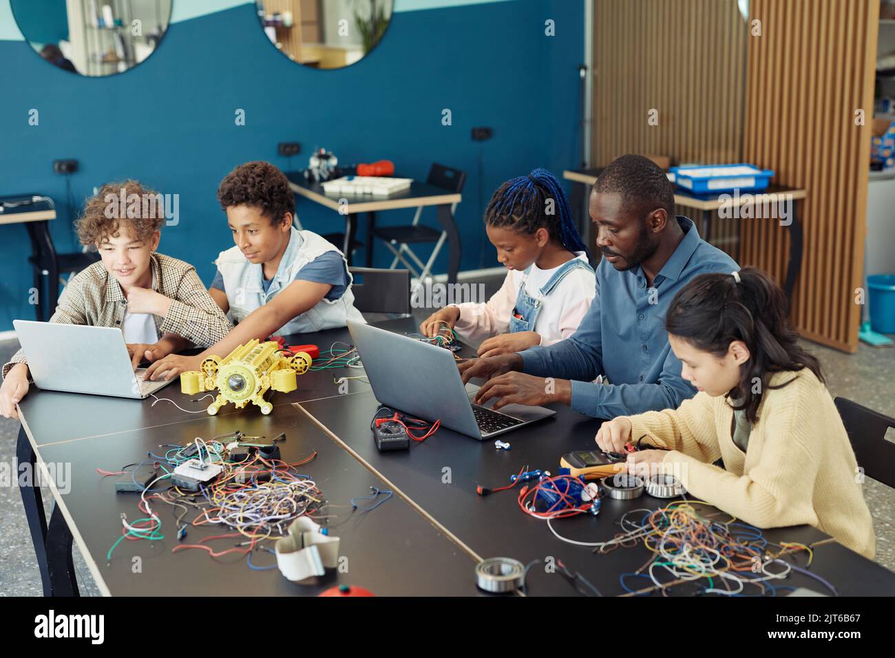 Black high school student using computer in class hi-res stock ...