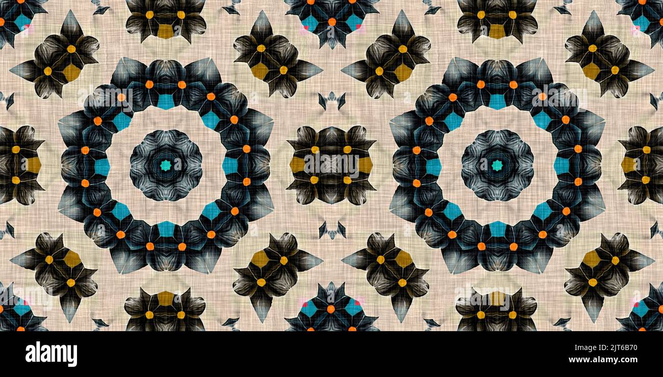 Kitsch pattern geometric retro design in seamless border background ...