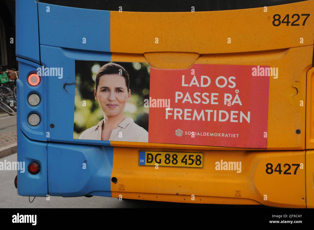 Copenhagen /Denmark/28 August 2022/ Denmarks. election campaign banner ...
