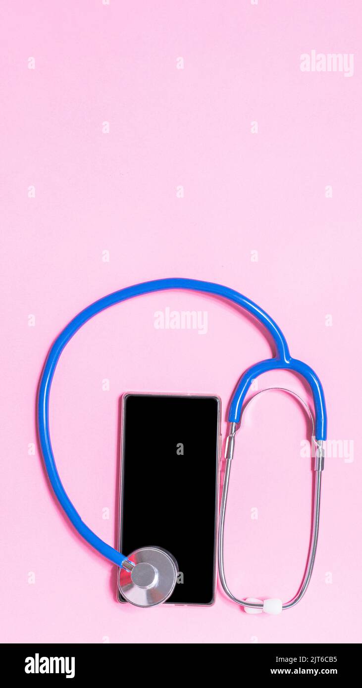Stethoscope on pastel pink background from above Stock Photo - Alamy