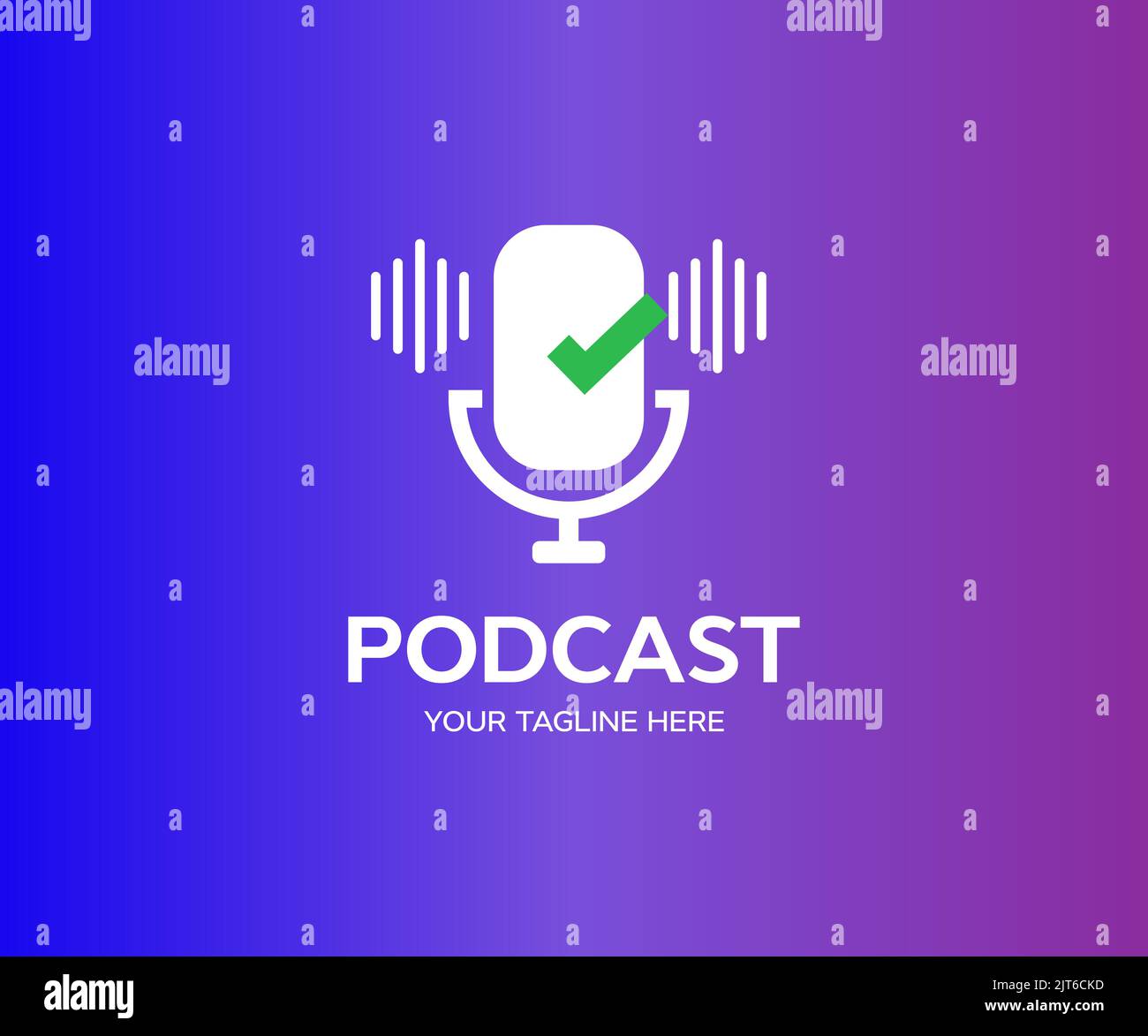 Live online Podcast, Microphone with waveform logo design. Podcast or ...