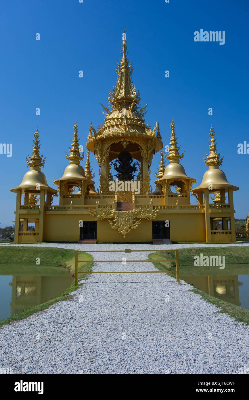 Front view of the Golden Temple building at Wat Rong Khun complex in ...