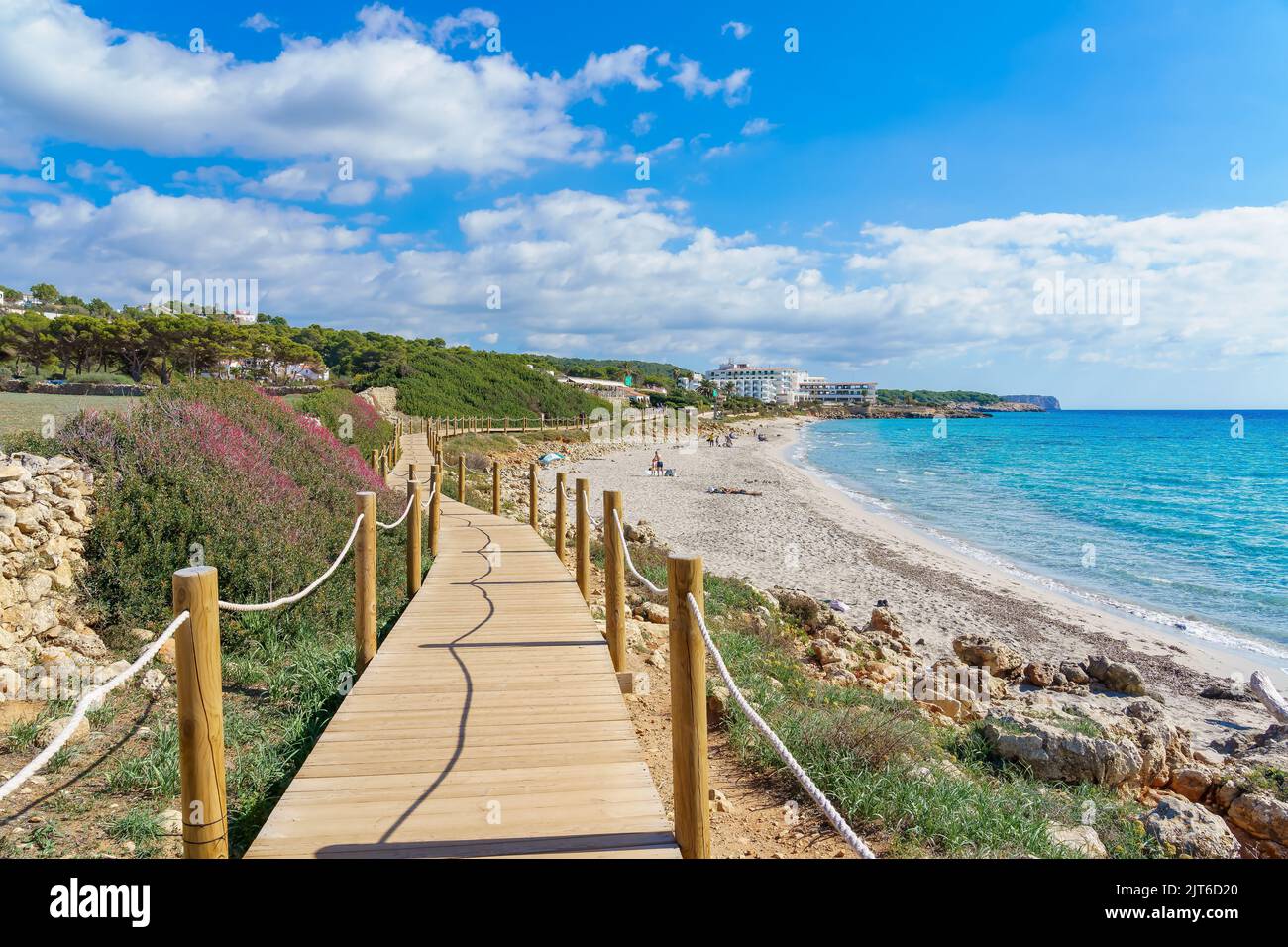 Landscape with San Adeodato beach, Menorca island, Spain Stock Photo ...