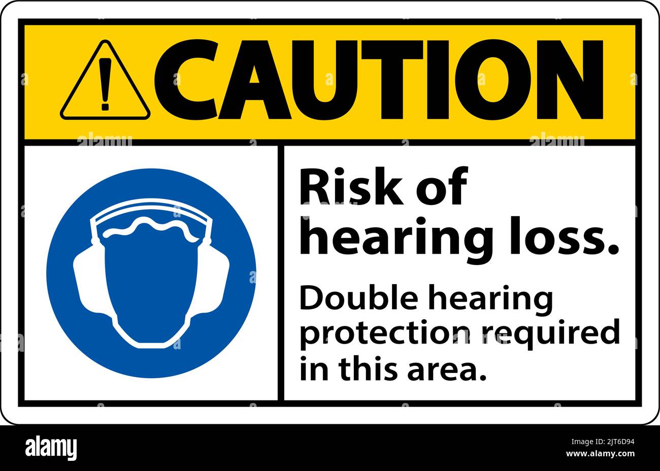 Caution Double Hearing Protection Sign On White Background Stock Vector ...