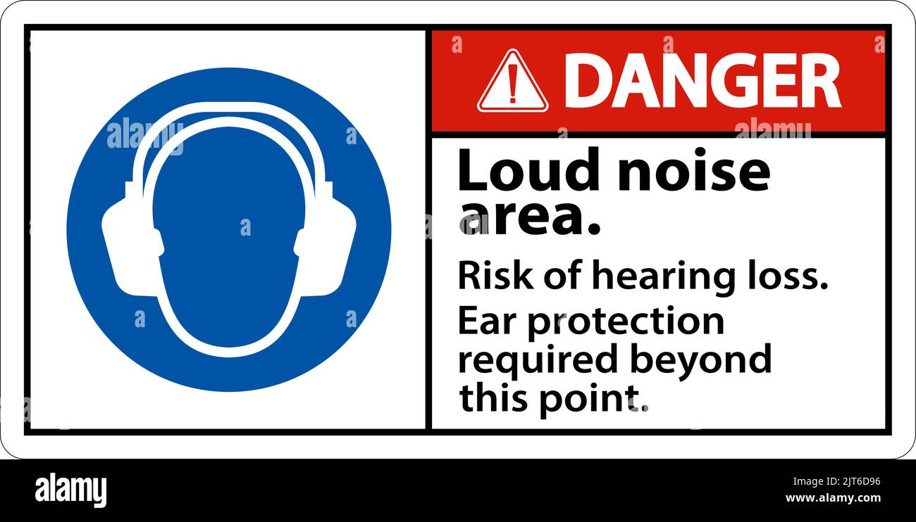 Danger Loud Noise Area Risk of Hearing Loss Sign Stock Vector Image ...