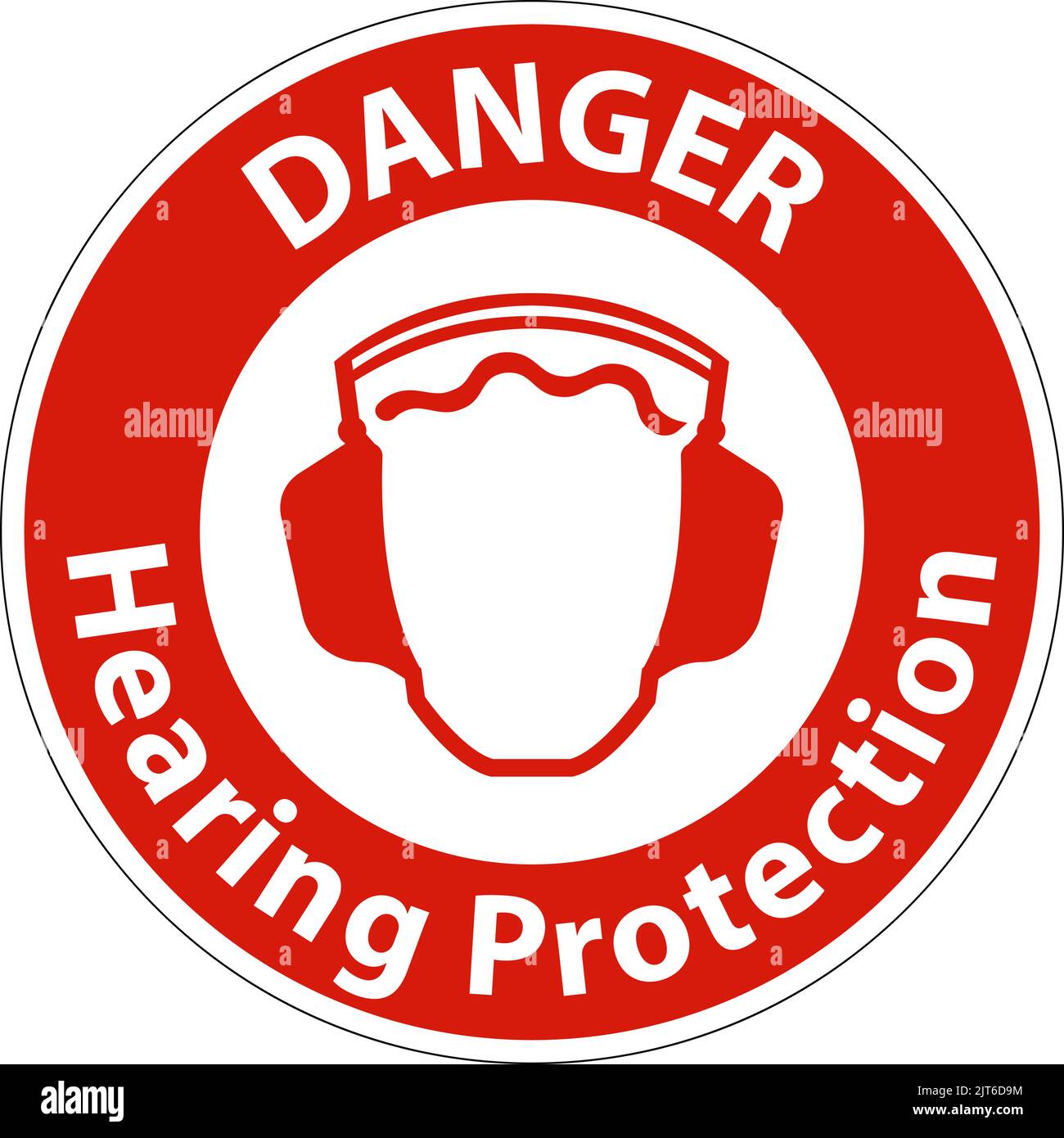 Danger Hearing Protection Required In This Area. On White Background ...