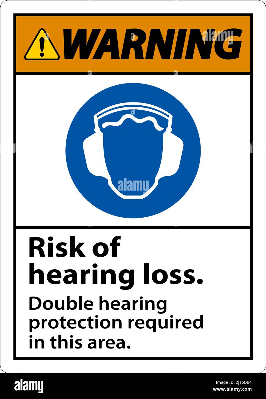 Warning Double Hearing Protection Sign On White Background Stock Vector ...