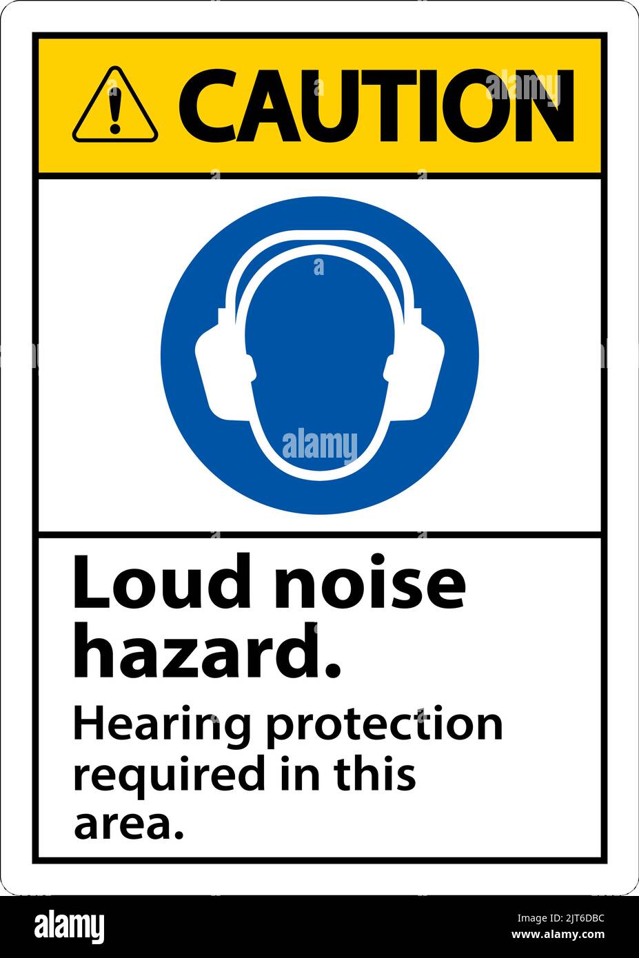 Caution Hearing Protection Required Sign On White Background Stock ...