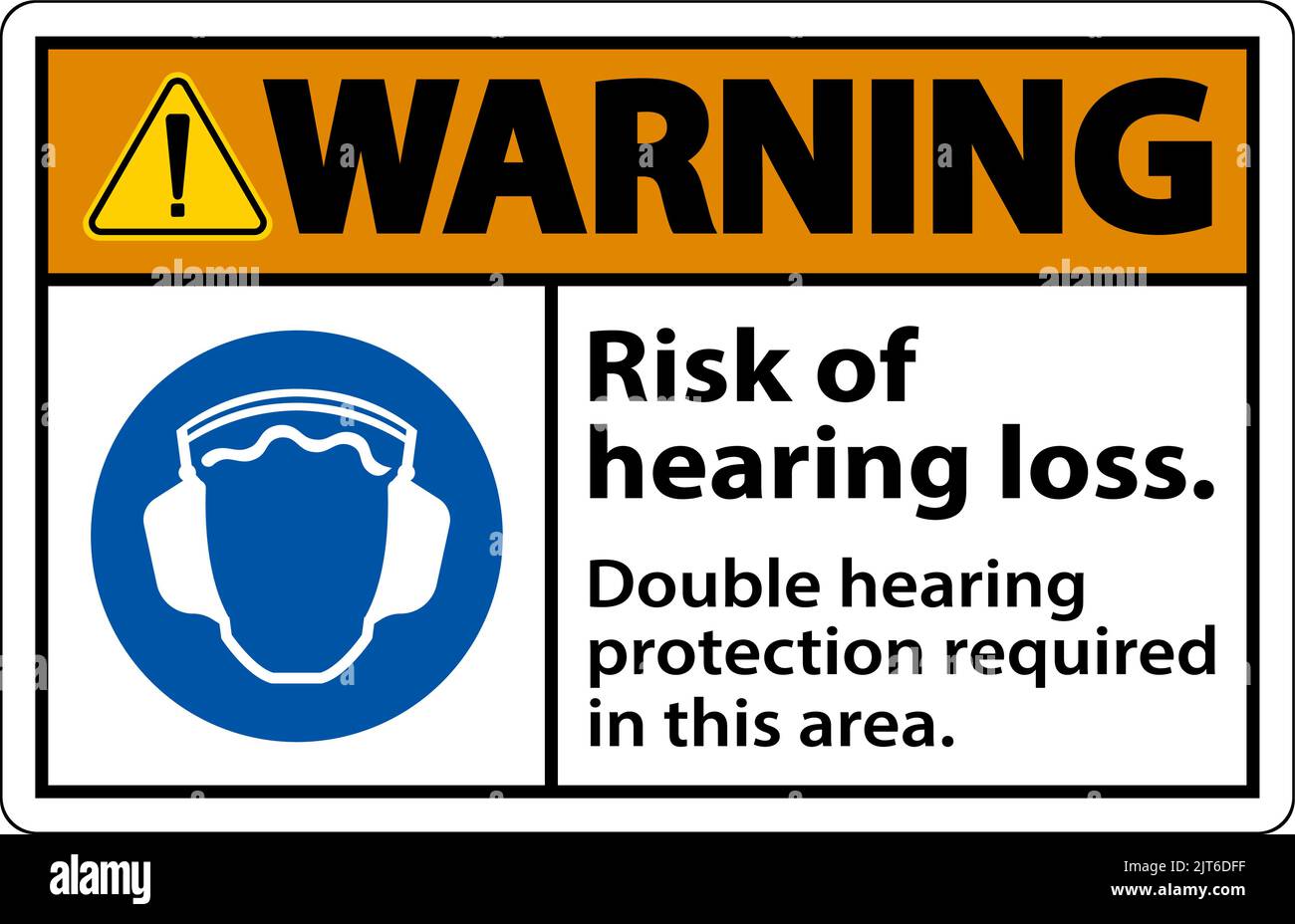 Warning Double Hearing Protection Sign On White Background Stock Vector ...