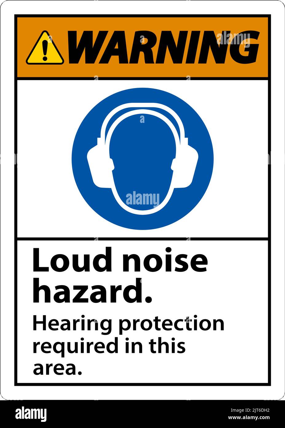 Warning Hearing Protection Required Sign On White Background Stock ...