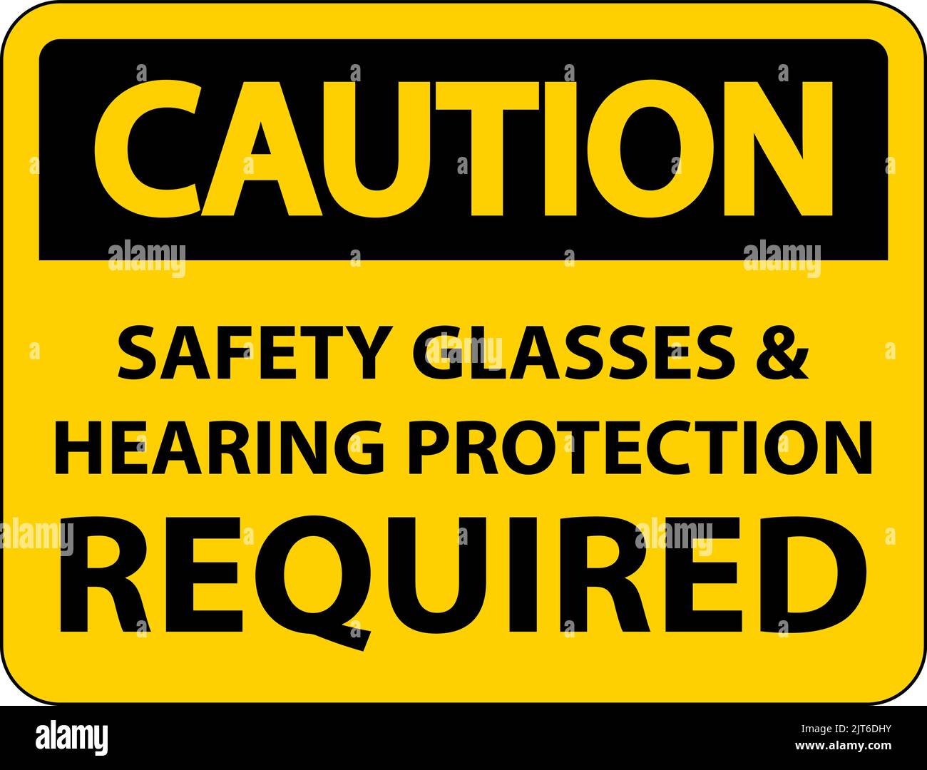 Caution Hearing Protection and Safety Glasses Sign On White Background ...