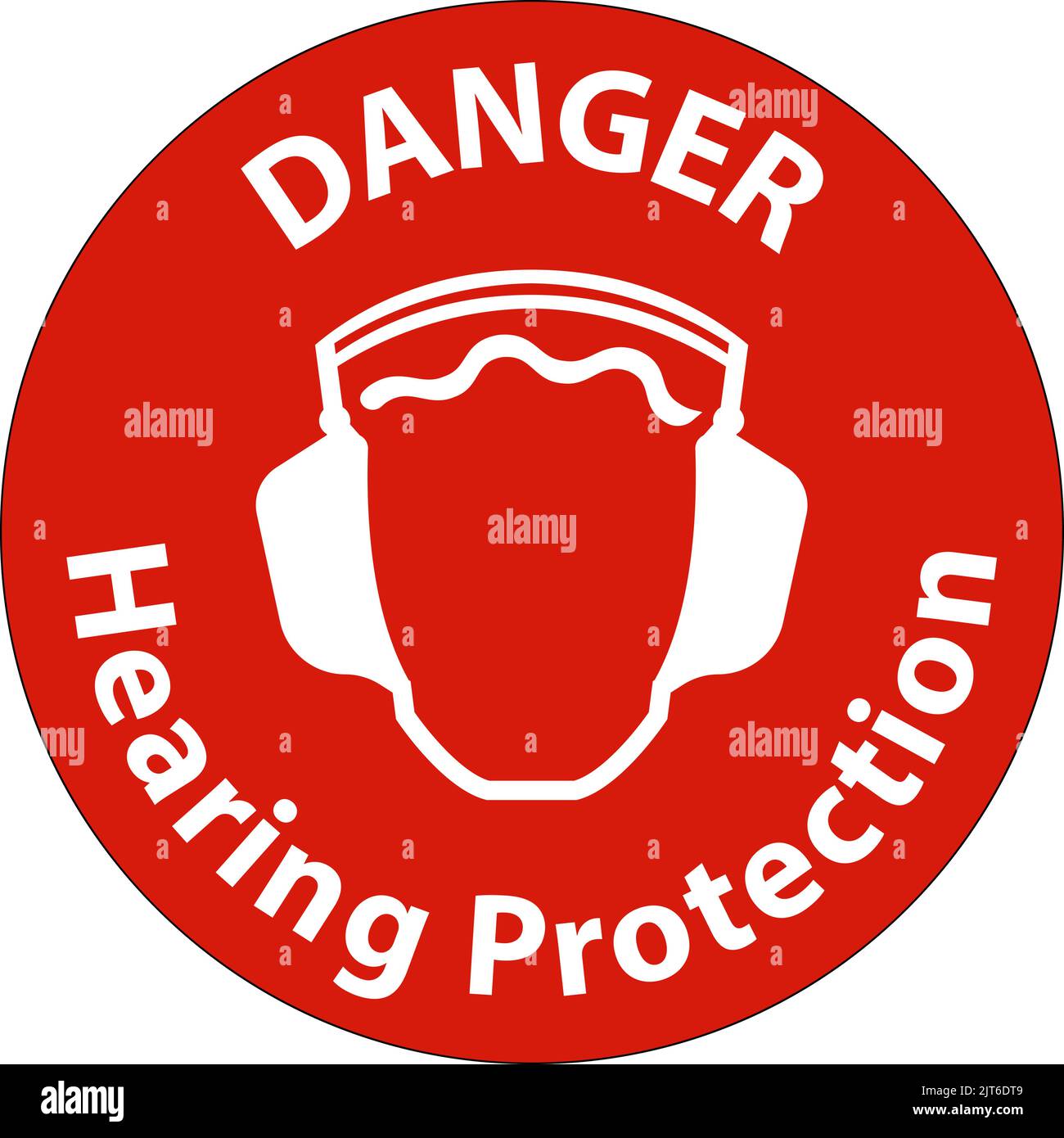 Danger Hearing Protection Required In This Area. On White Background ...