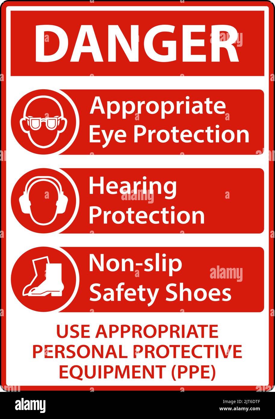 Danger Use Appropriate PPE Sign On White Background Stock Vector Image ...