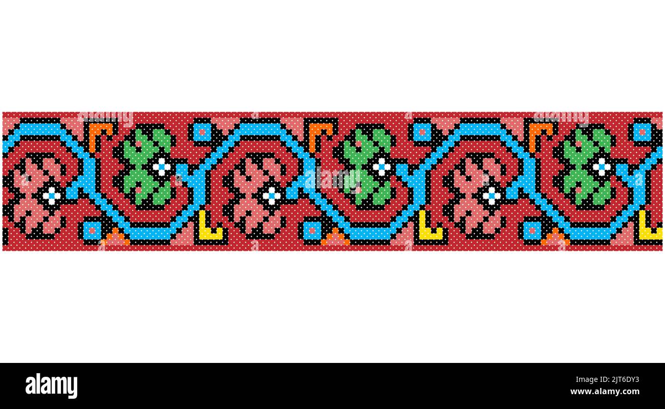 Embroidered good like old handmade cross-stitch ethnic Ukraine pattern ...