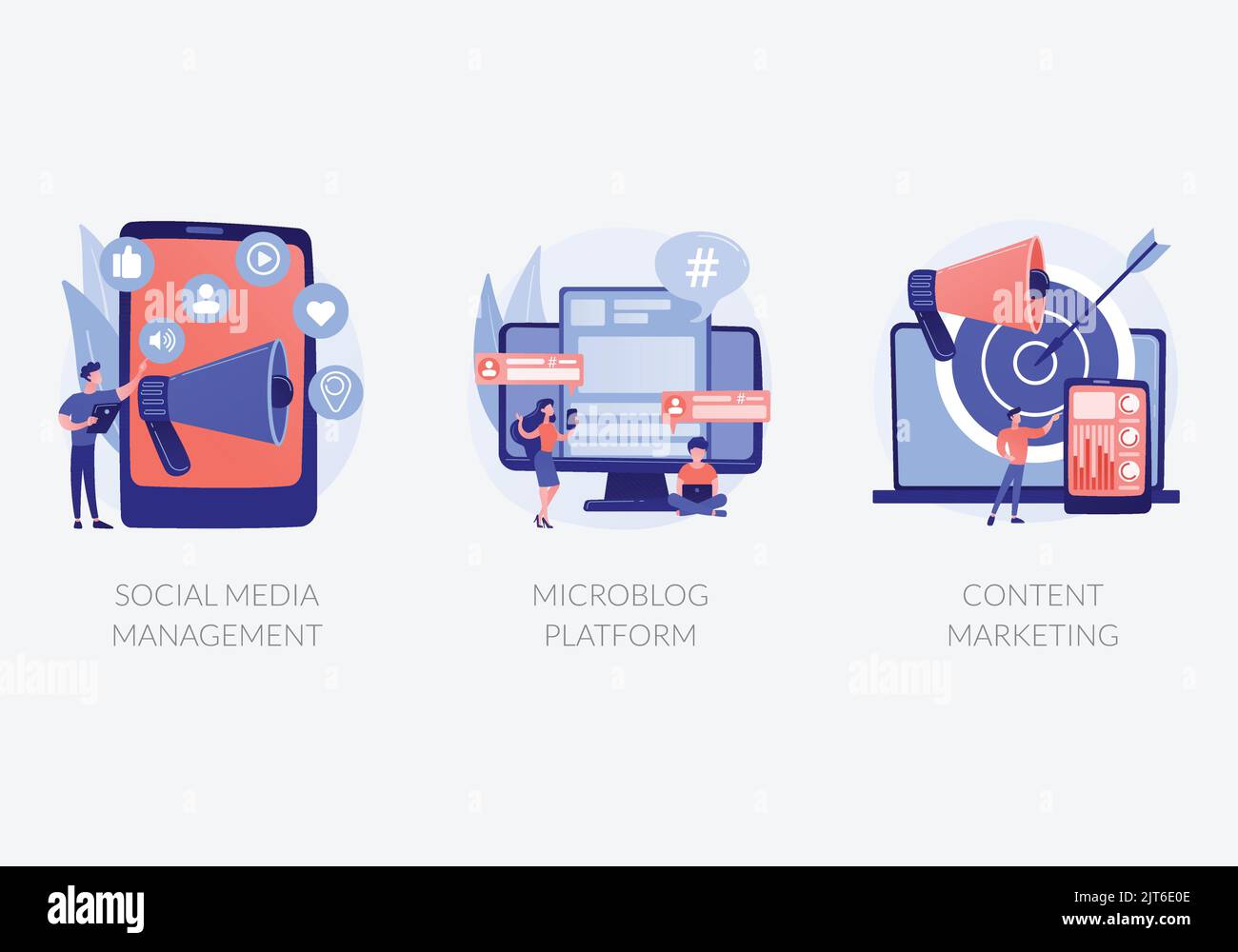 Digital marketing flat landing page. Social media marketing, promotion ...